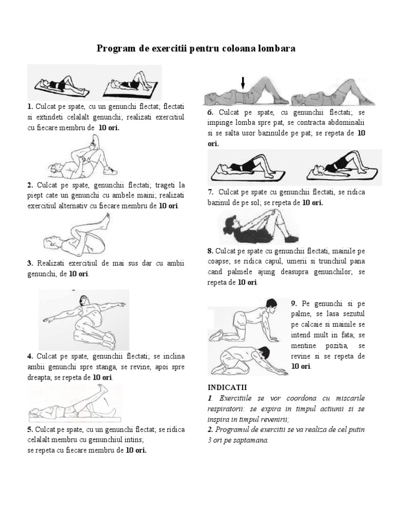 Program Exercitii Coloana Lombara | PDF