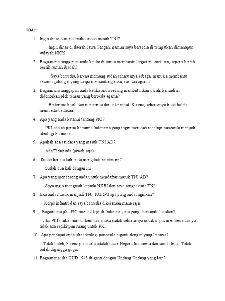 Soal Psiko Tni | PDF