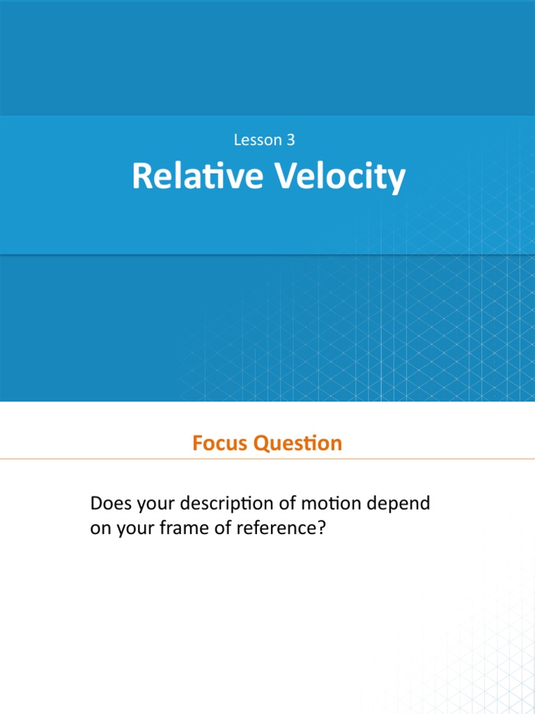 CA Lesson 3 Relative Velocity | PDF | Kinematics | Velocity