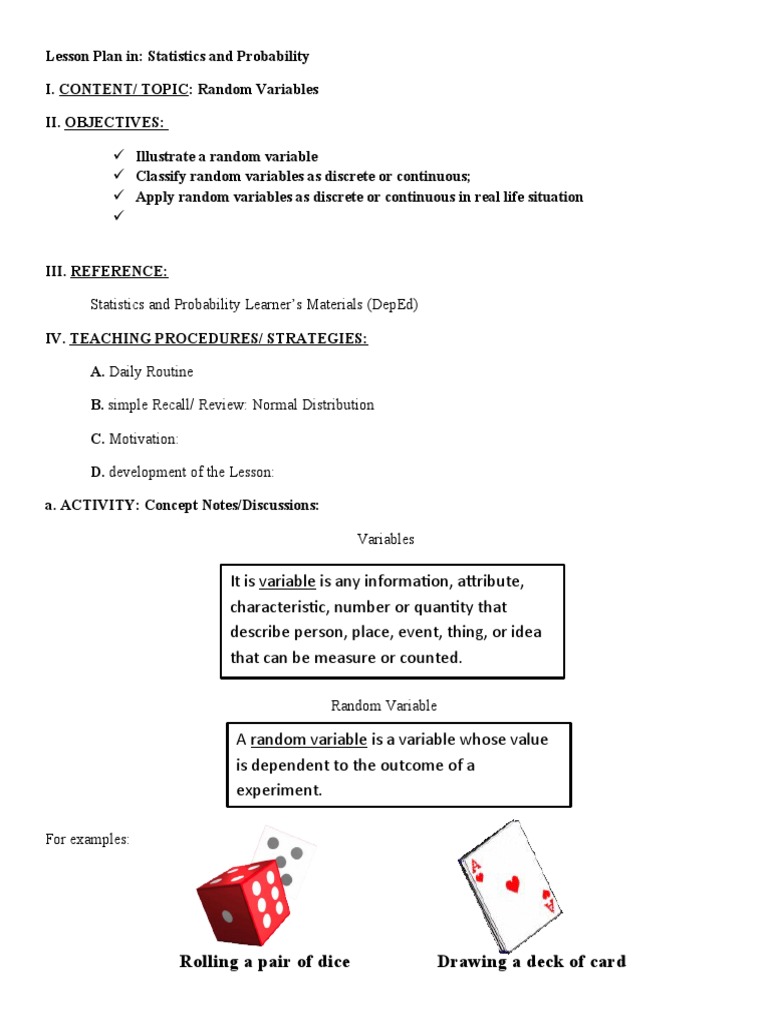 L02 Possible Values of A Random Variable | PDF | Random Variable | Probability Distribution