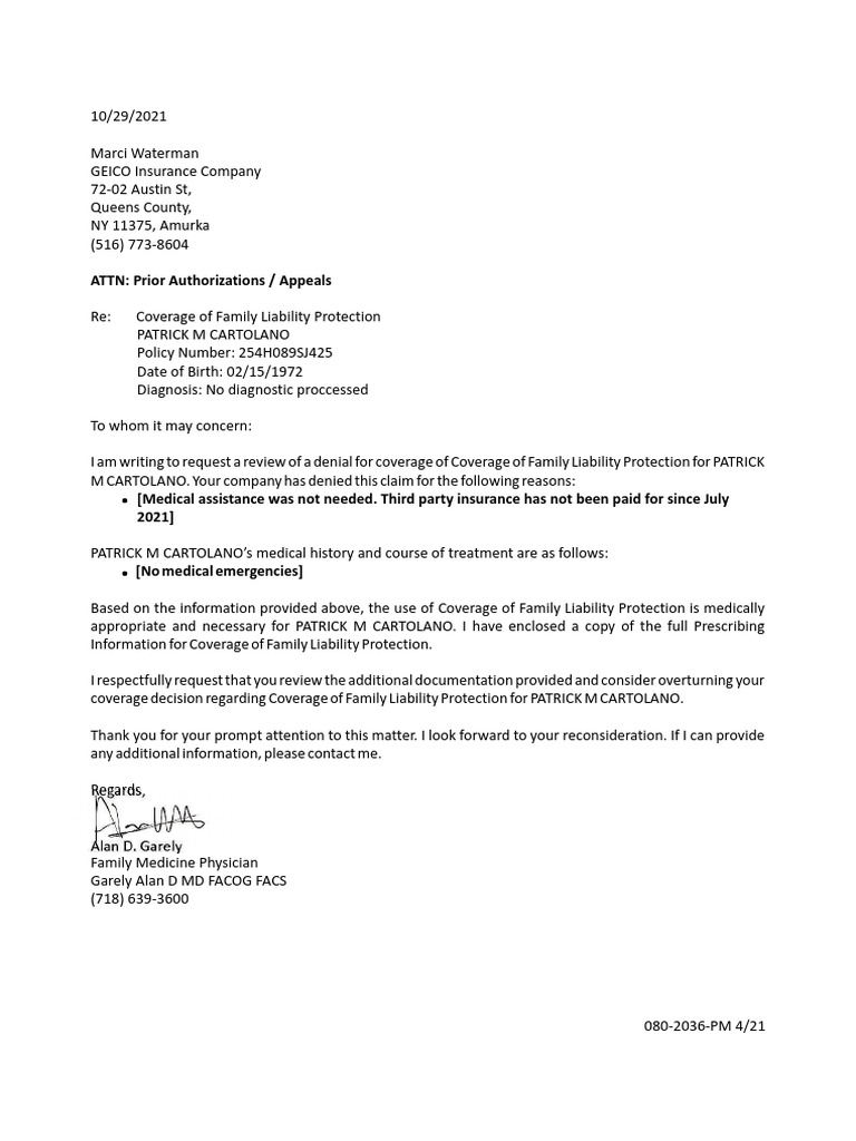 Insurance Denial Letter | PDF