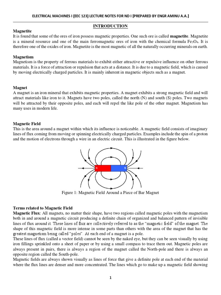 Magnetite: Electrical Machines I (Eec 123) Lecture Notes For ND I ...