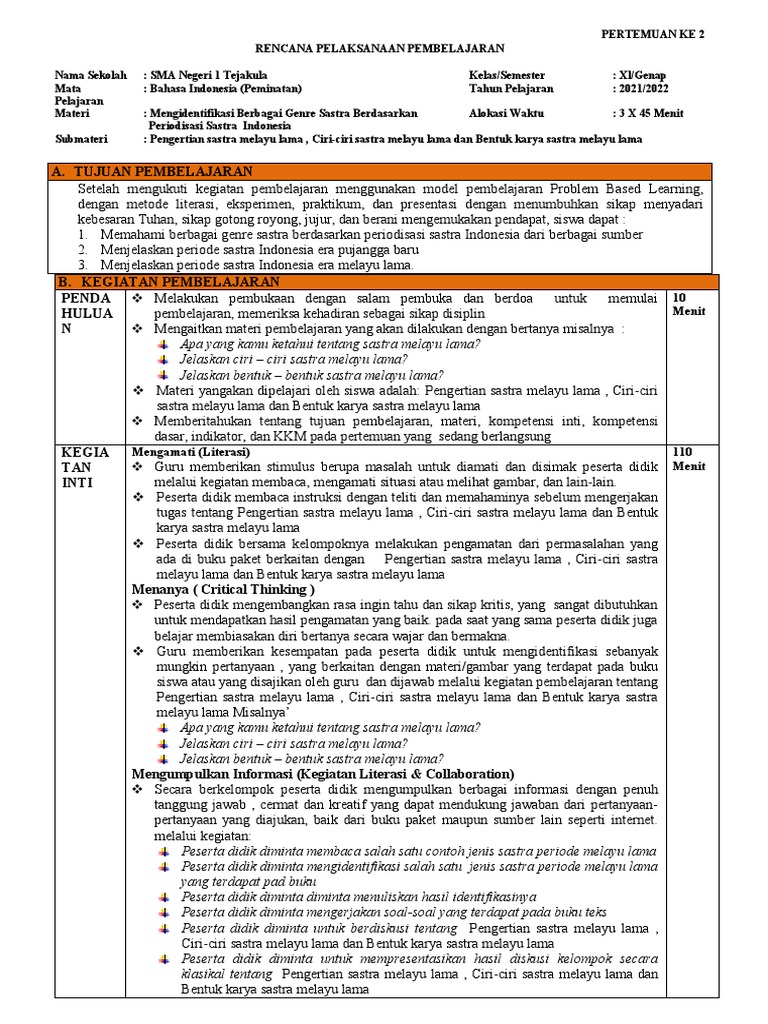 RPP 5 P2 | PDF | Seni & Disiplin Bahasa