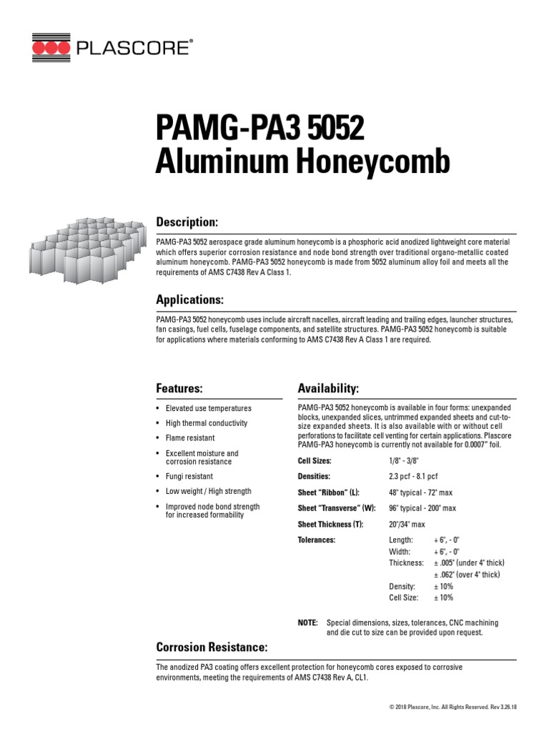 Plascore PAMG PA3 5052 | PDF | Sheet Metal | Corrosion
