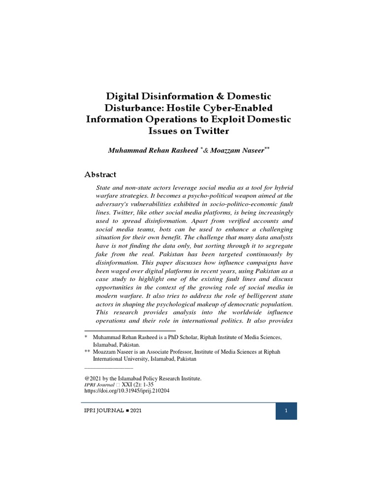 Article 4 IPRI Journal XXI 2 Muhammad Rehan Rasheed Moazzam Naseer ...
