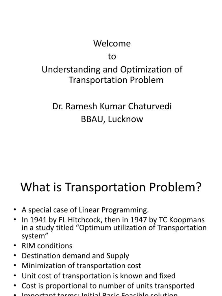 Transportation Problem | PDF | Mathematical Optimization | Decision Making