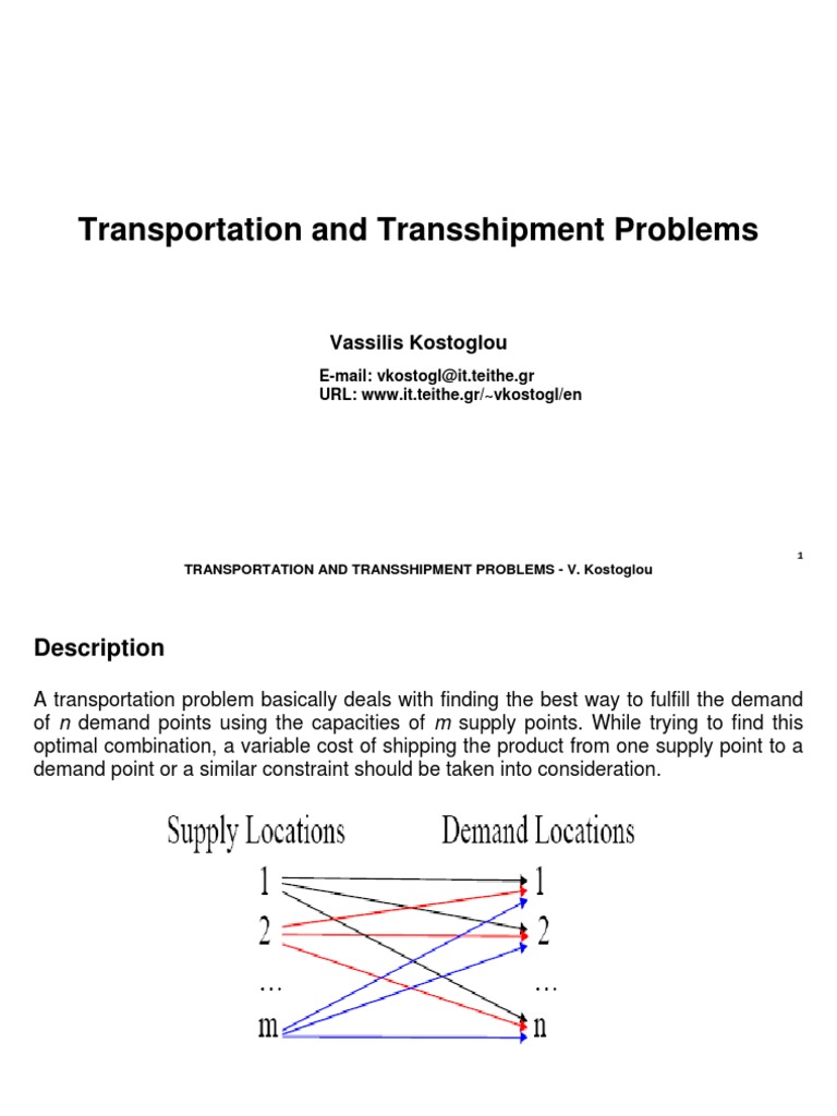 Transportation and Transshipment Problems - Theory | PDF | Mathematical Optimization | Transport