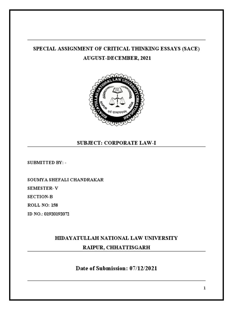 Corporate Law Sace Final Submission | PDF | Stocks | Financial Capital