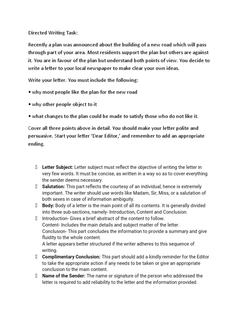 Directed Writing Task | PDF