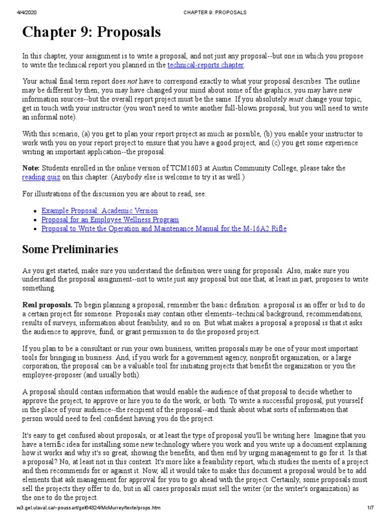 Chapter 9 - Proposals | PDF | Memorandum