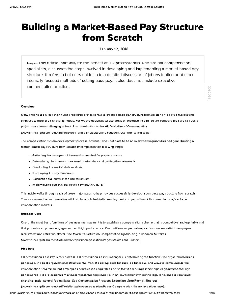 Building A Market-Based Pay Structure From Scratch | PDF | Employment ...