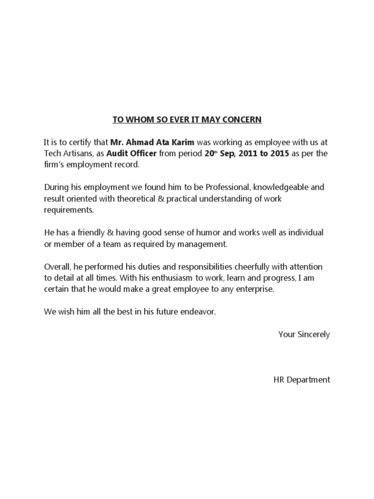 Experience Letter | PDF