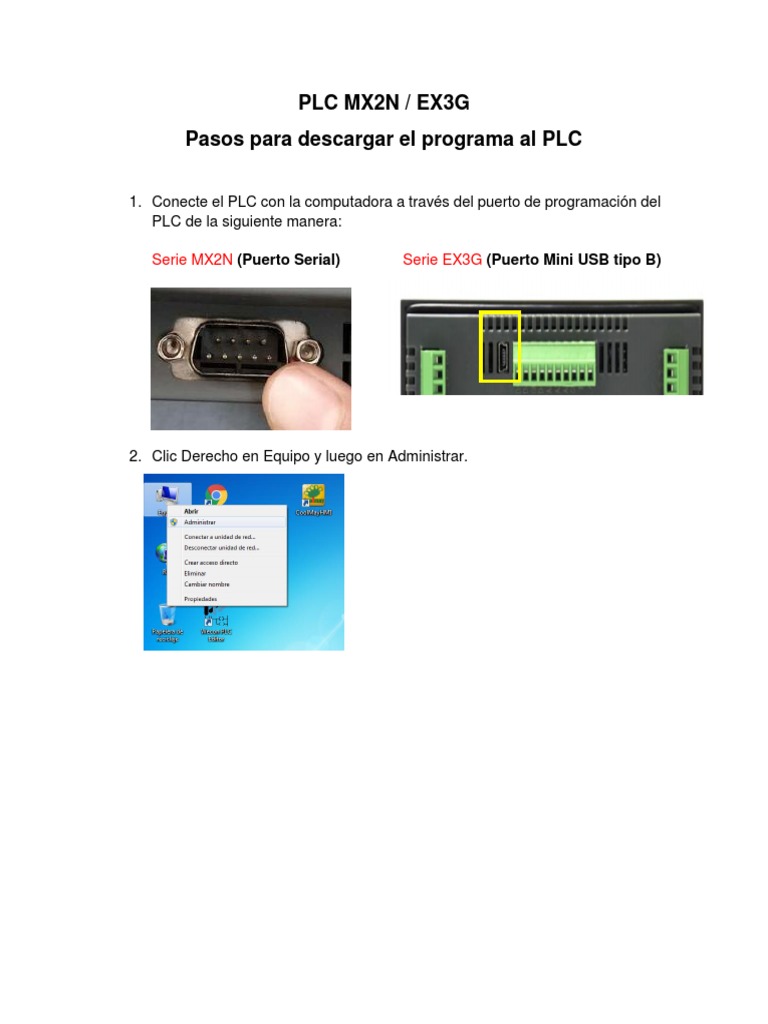 Pasos para Descargar Programa PLC | PDF | USB | Electrónica