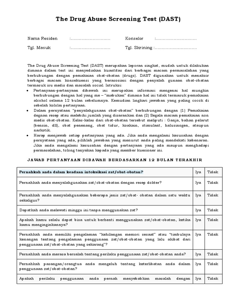 The Drug Abuse Screening Test | PDF