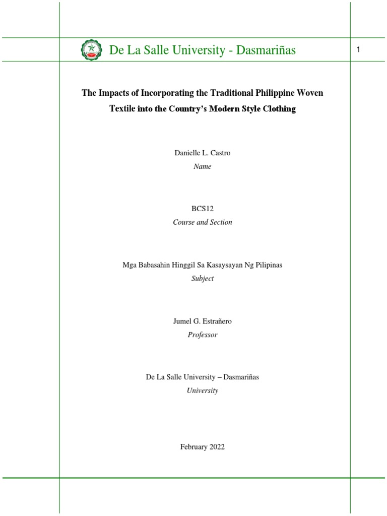 The Impacts of Incorporating The Traditional Philippine Woven Textile ...