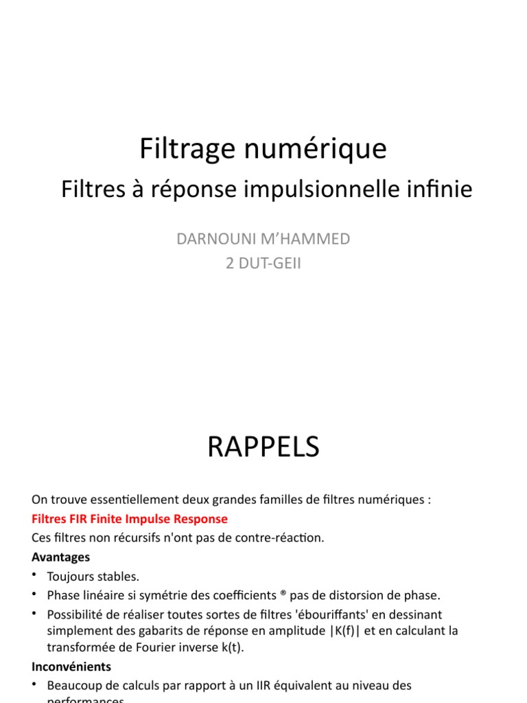 Filtrage Numerique 1 | PDF | Filtre (électronique) | Électrotechnique
