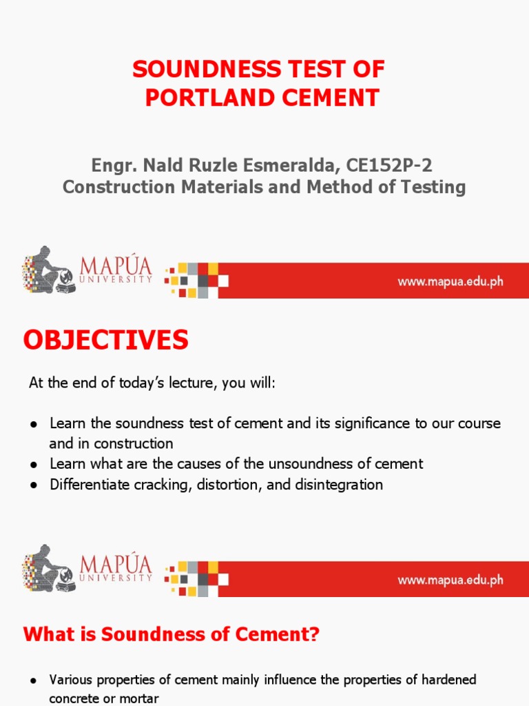Soundness Test of Portland Cement | PDF | Cement | Concrete