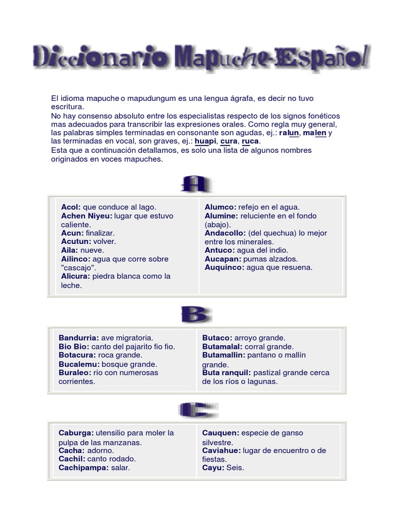 Diccionario Mapuche | PDF
