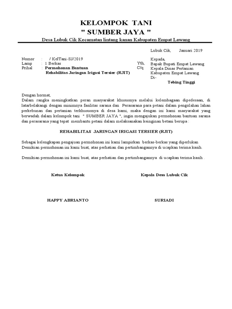 Proposal Kelompok Tani Lubuk Cik | PDF