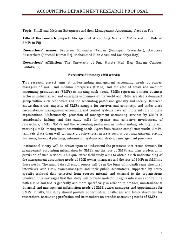 SMEs Management Accounting in Fiji | PDF | Small And Medium Sized ...