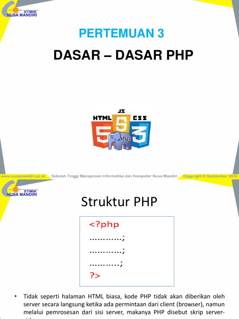 Dasar - Dasar PHP: Pertemuan 3 | PDF