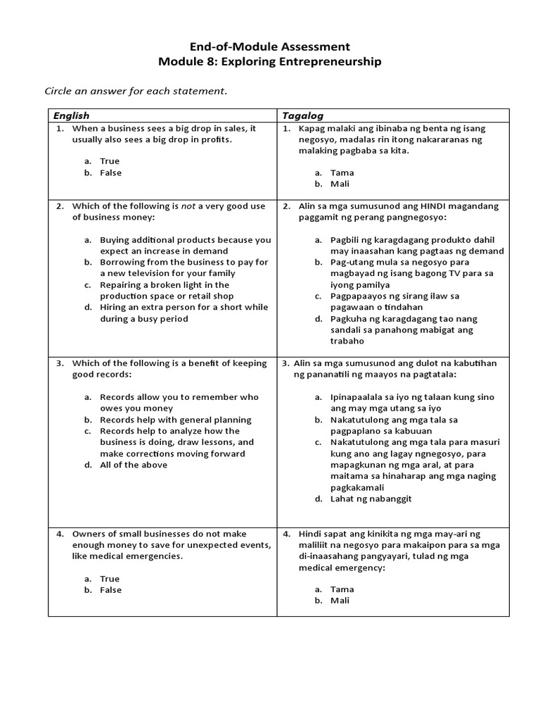 End of Module Assessment 8 | PDF