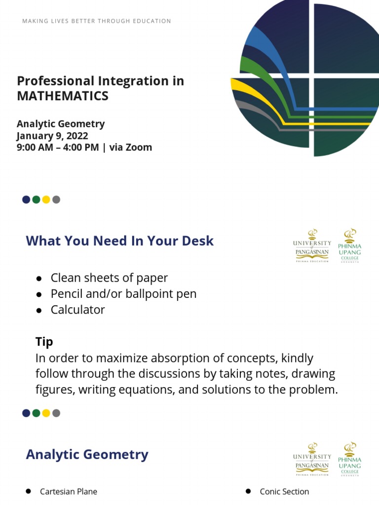 PI - Analytic Geometry | PDF | Line (Geometry) | Ellipse