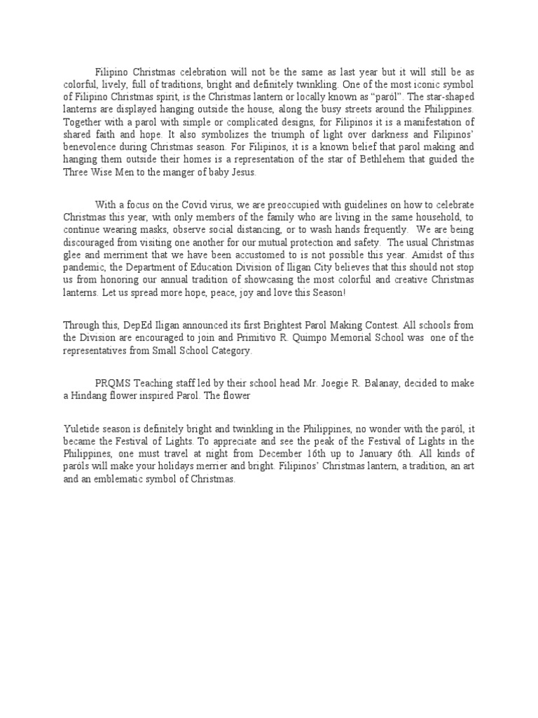 Parol Making Narrative | PDF | Wellness