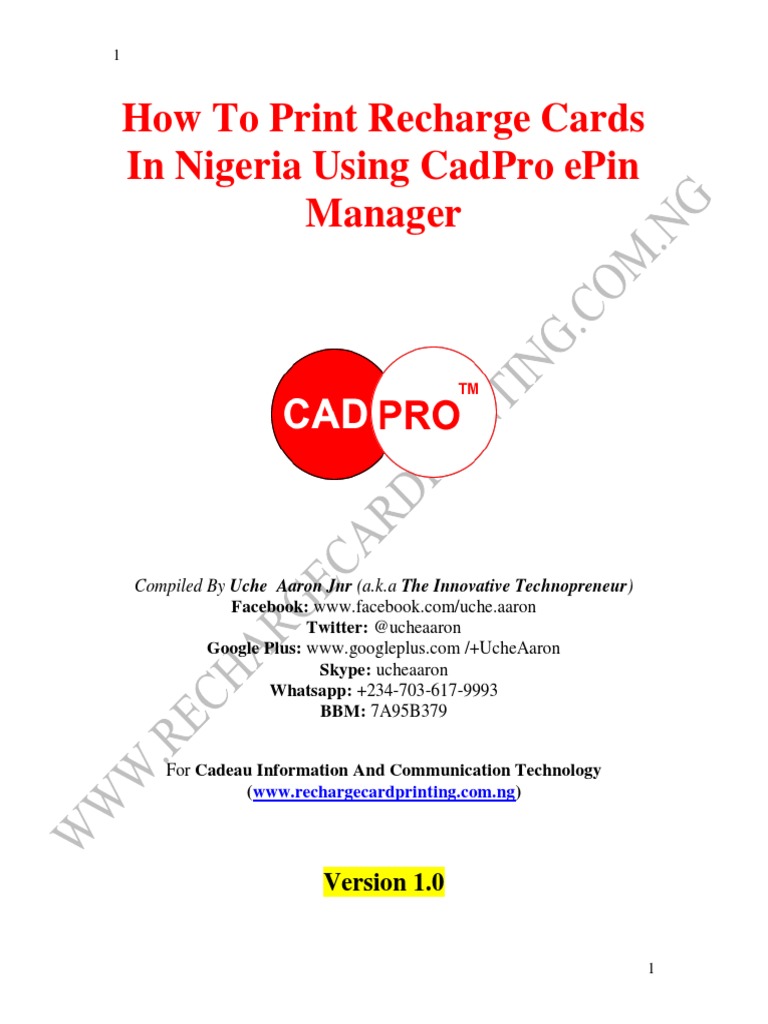 How To Print Recharge Cards in Nigeria Using Cadpro Epin Manager | PDF ...