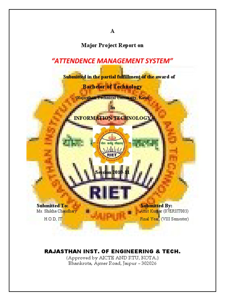 "Attendence Management System": A Major Project Report On | PDF | Graphical User Interfaces ...