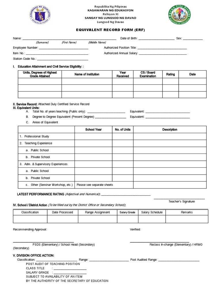 ERF Form | PDF