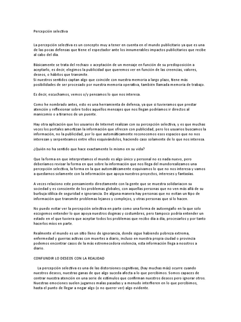Percepción Selectiva | PDF | Percepción | Publicidad