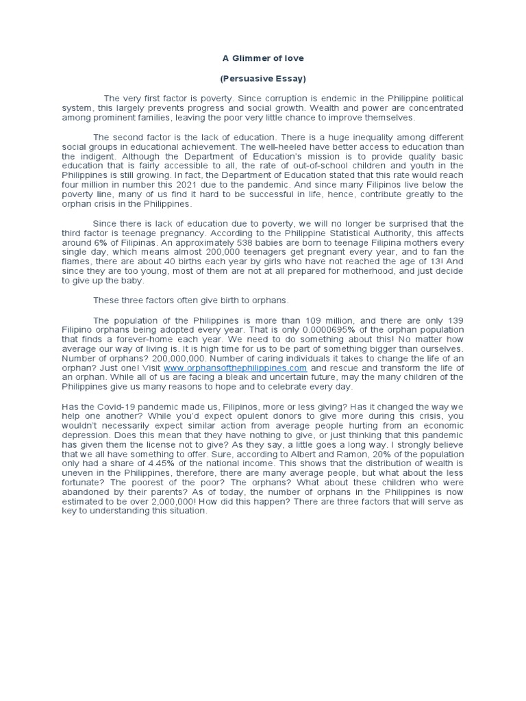 Persuasive Essay | PDF | Poverty | Poverty & Homelessness