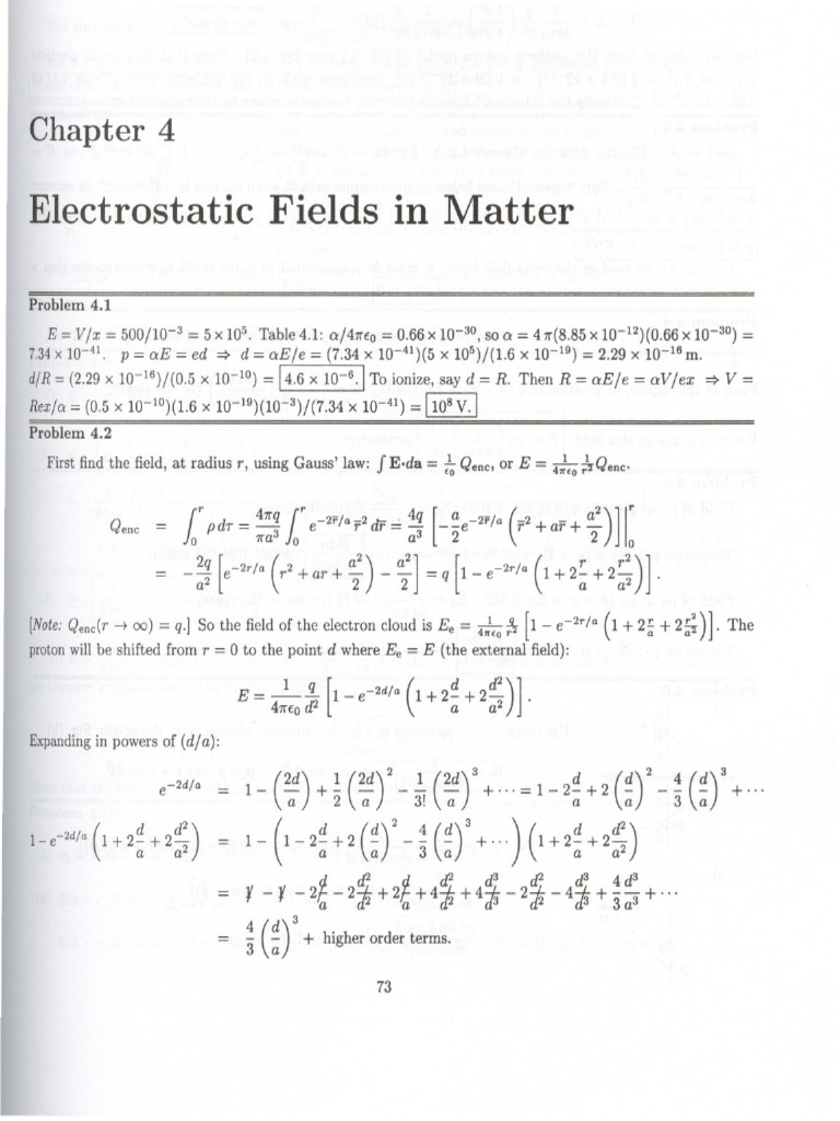 Introduction To Electrodynamics (Solutions) - Ch04 | PDF | Boundary Value Problem | Physical ...