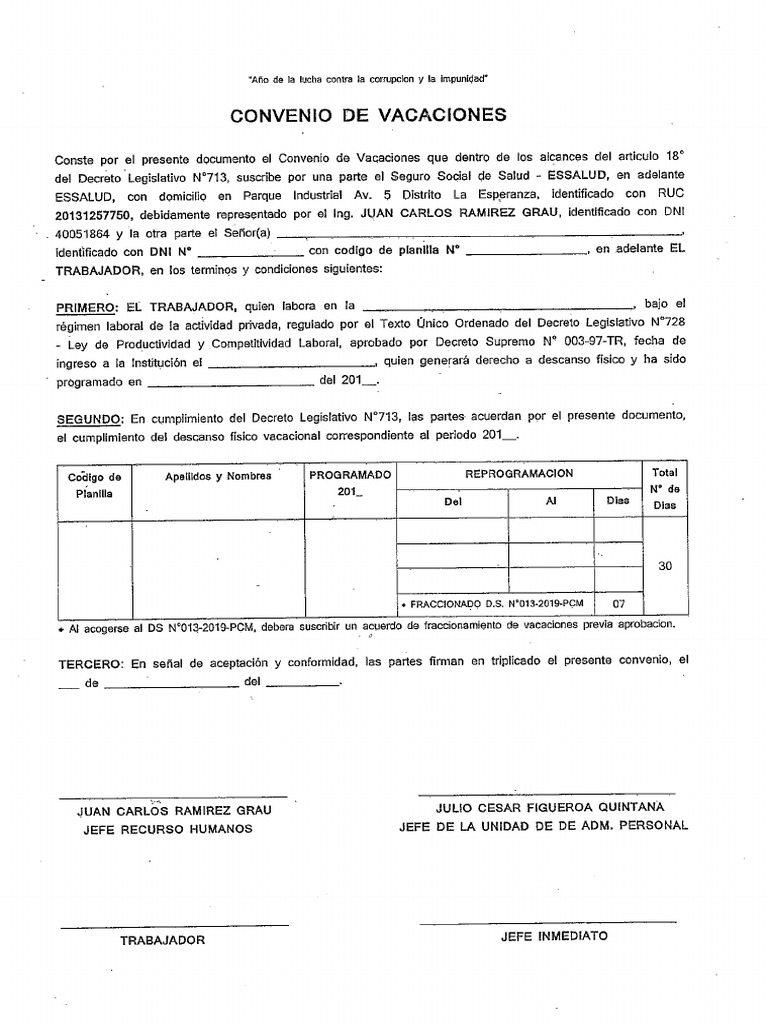 Convenio Vacaciones | PDF