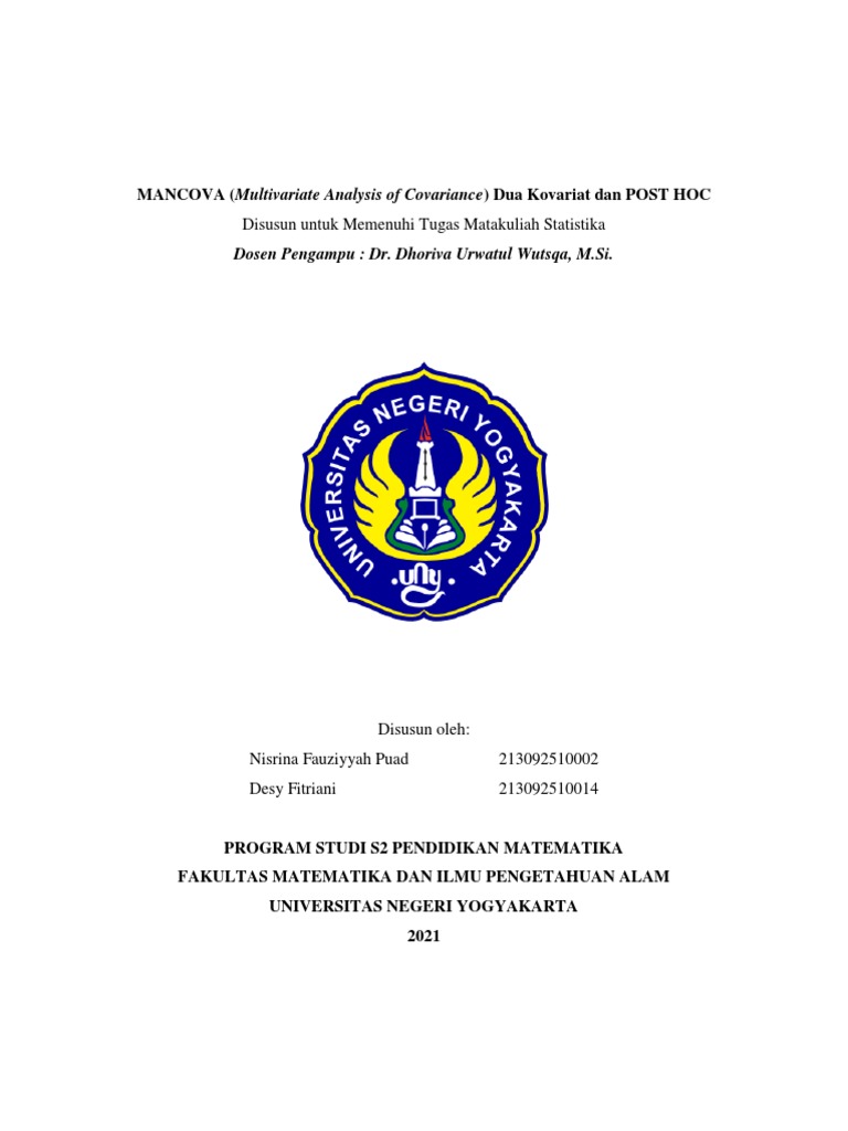 Analisis MANCOVA Dua Kovariat | PDF