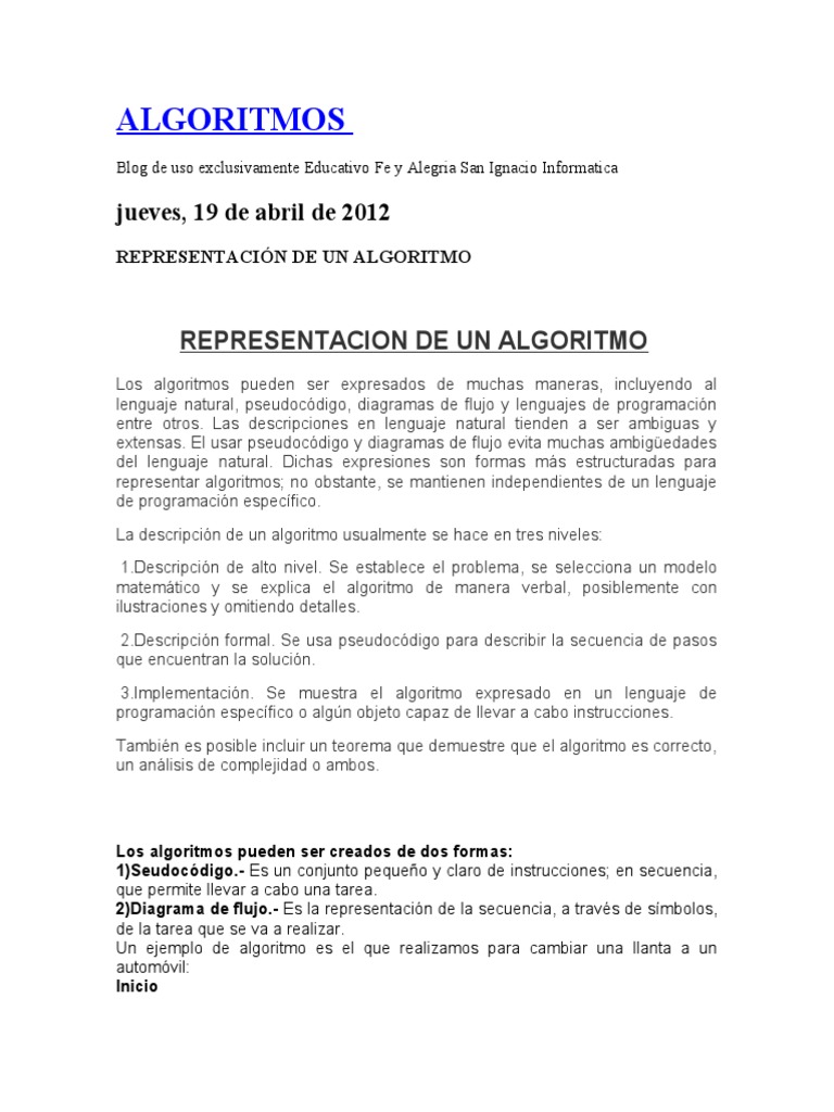 ALGORITMOS | PDF | Algoritmos | Lenguaje de programación ALGORITMOS | PDF | Algoritmos | Lenguaje de programación