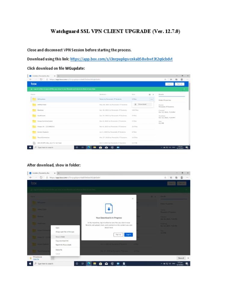 Watchguard SSL VPN CLIENT UPGRADE (Ver. 12.7.0) | PDF | Computers