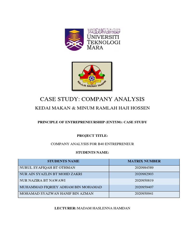 Case Study Report by Grouping-Bmc (Ent530) | PDF | Entrepreneurship | Marketing