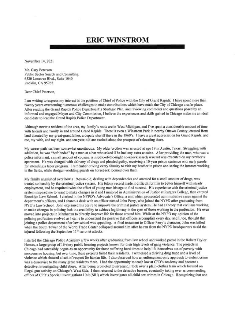 Eric Winstrom Cover Letters and Resumes | PDF
