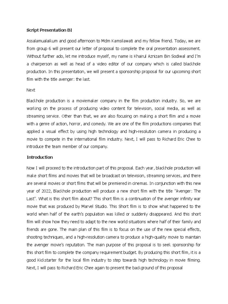 Script Presentation BI | PDF | Business | Games & Activities