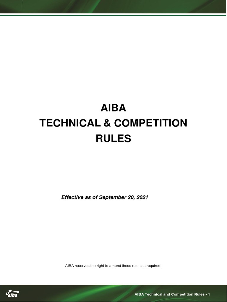 AIBA Technical and Competition Rules 20.09.21 | PDF | Mixed Martial ...