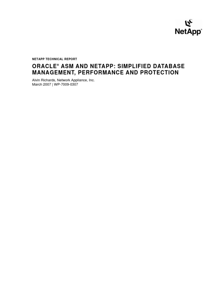 Netapp Oracle Asm Pdf Oracle Database Backup