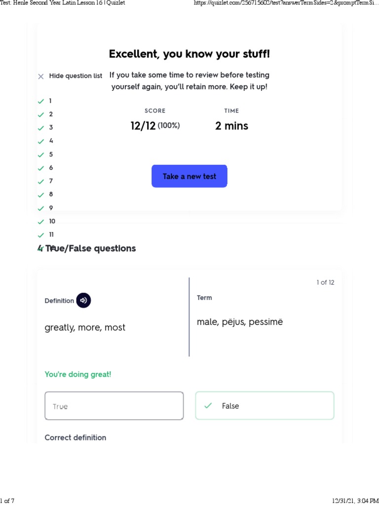 Test Henle Second Year Latin Lesson 16 - Quizlet | PDF | Linguistics