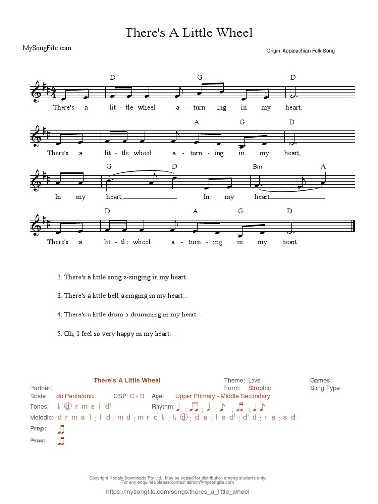 There's A Little Wheel | PDF | Musical Compositions | Elements Of Music