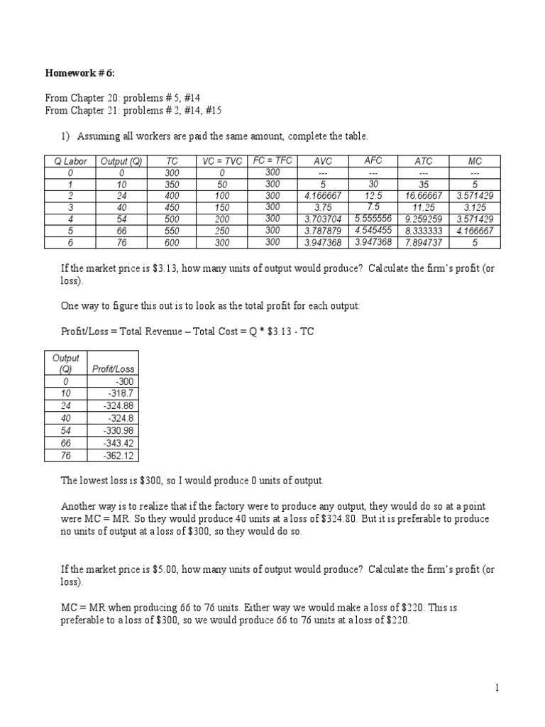 Principles of Economics (Microeconomics) Homework With Answers | PDF ...
