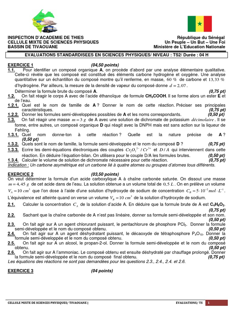 DEVOIR TS Fev. 2021 | PDF | Accélération | Physique