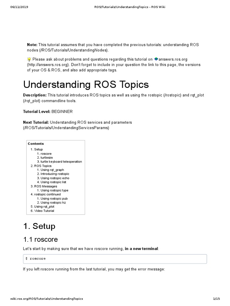 ROS - Tutorials - UnderstandingTopics - ROS Wiki | PDF | Computing | Computer Engineering