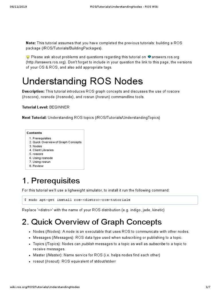ROS - Tutorials - UnderstandingNodes - ROS Wiki | PDF | Library ...