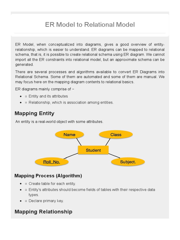 ER Model To Relational Model | PDF | Conceptual Model | Relational Database